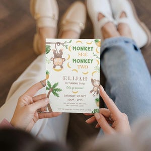 Monkey Birthday Invitation, Monkey See Monkey Two Birthday Party Invite, Our Little Monkey, Let ...