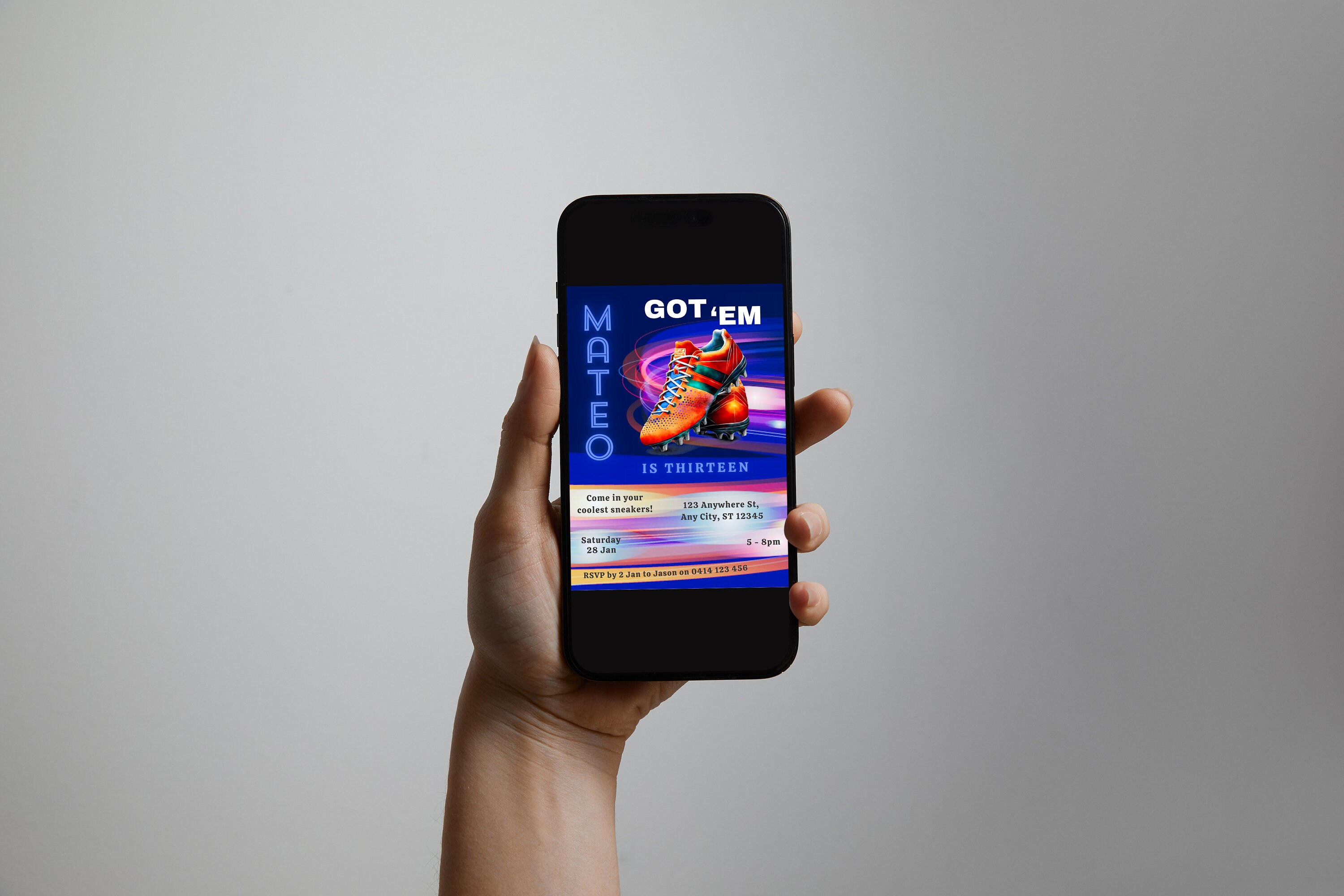 Got Em Sneakers Birthday Party Invitation, Sneakers Gala Party Invite ...