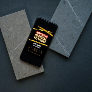 Warning Officially a Teenager, Teenager Birthday Invitation, 13th ...