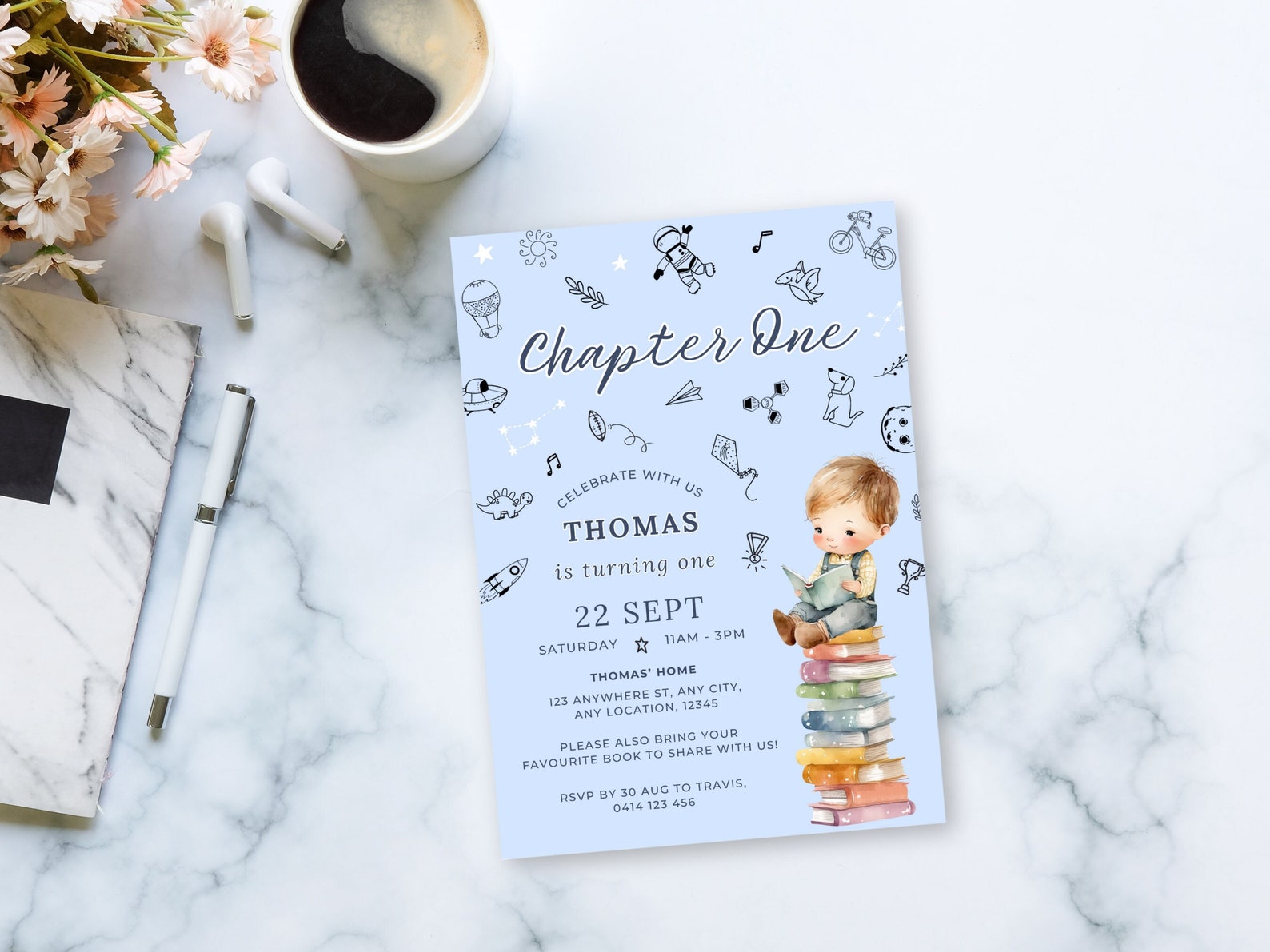 Storybook Birthday Invitation, Reading Books Invite, Book Worm Invite ...