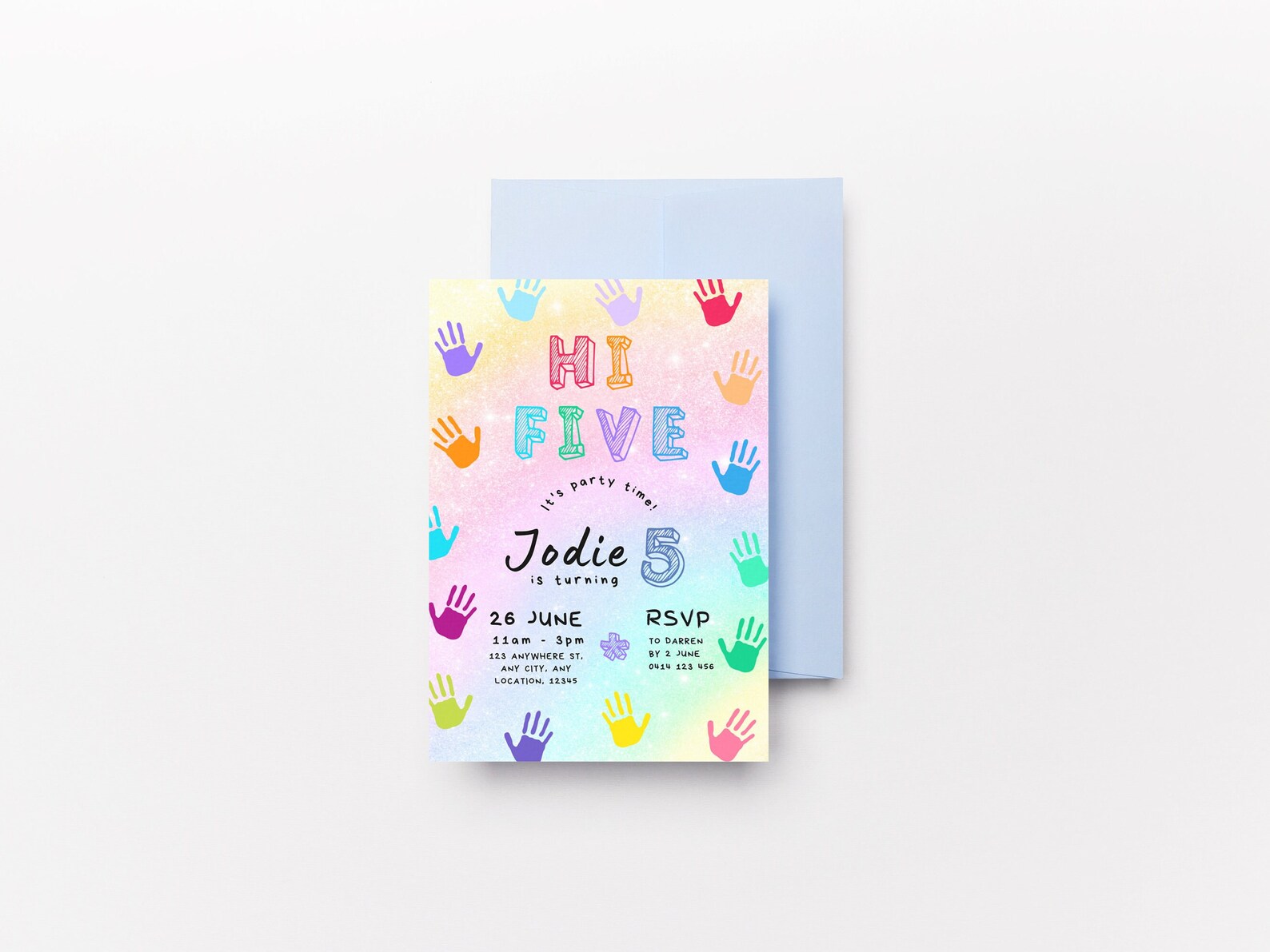 Hi Five Birthday Invite, Printable Hi 5 Invite, High Five Birthday ...