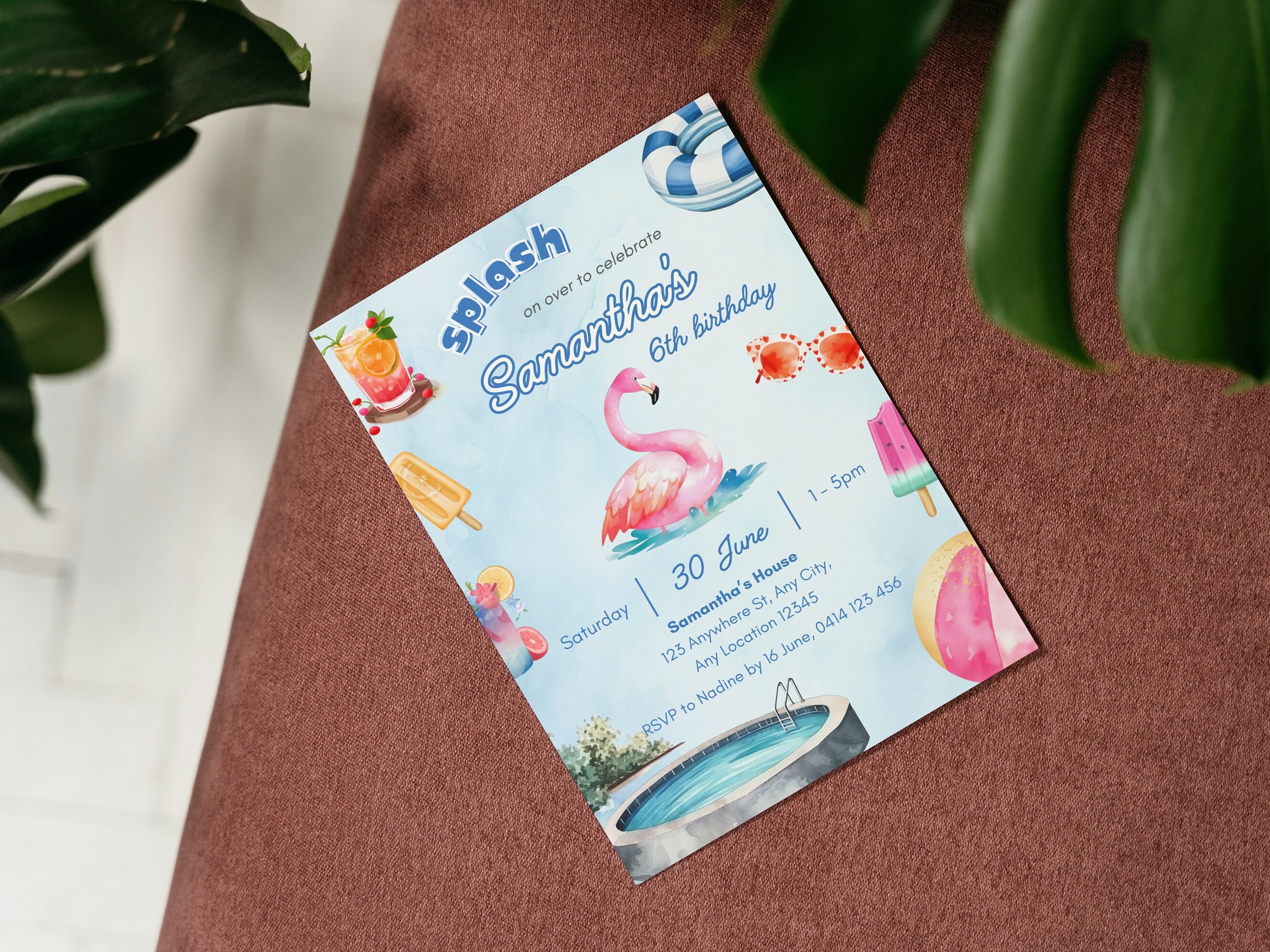 Splash Pad Birthday Party, Pool Party Invite, Water Park Invitation ...