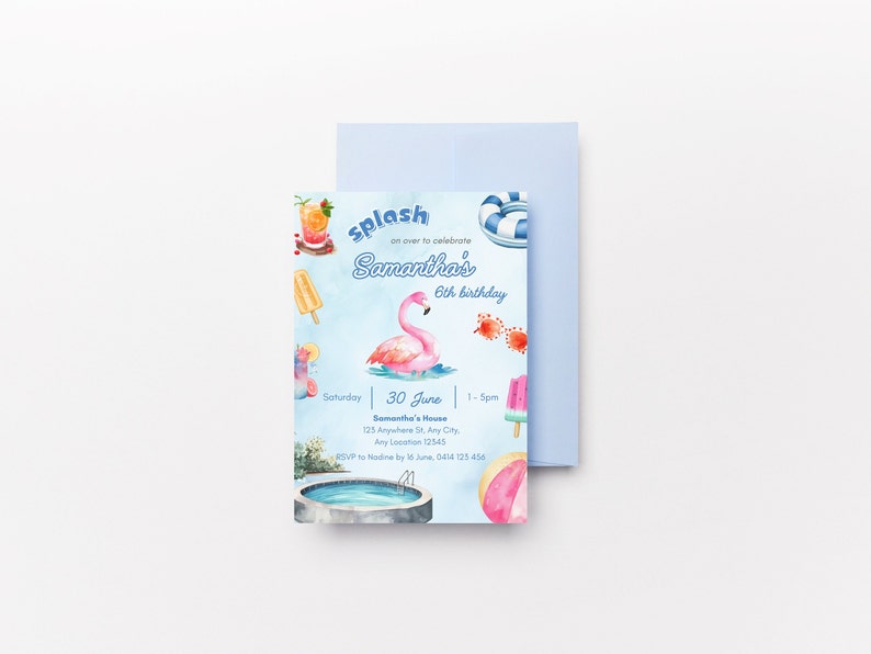 Splash Pad Birthday Party, Pool Party Invite, Water Park Invitation ...