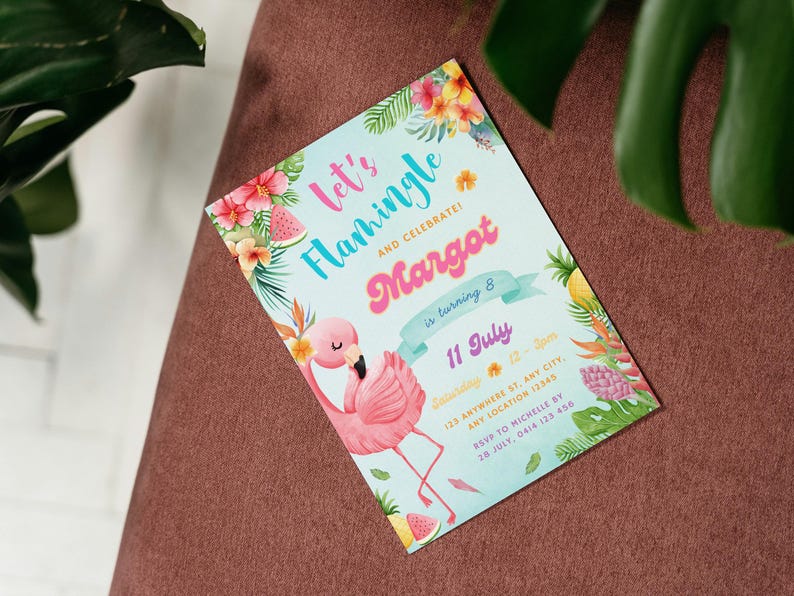 Flamingo Birthday Party, Pool Invitation, Tropical Party, Summer Party ...