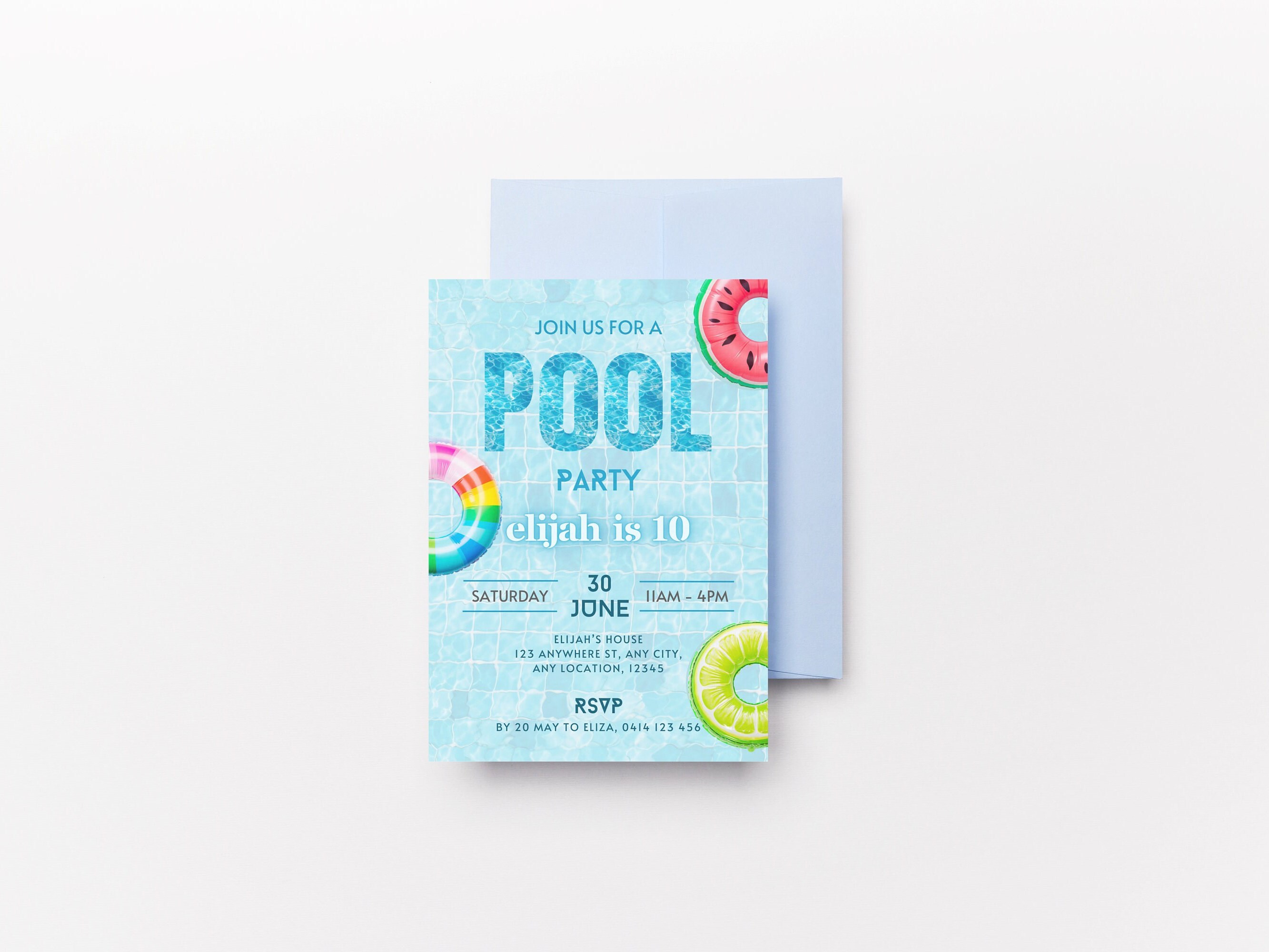 Pool Party Invitation, Birthday Invite Pool, Editable Invitation ...