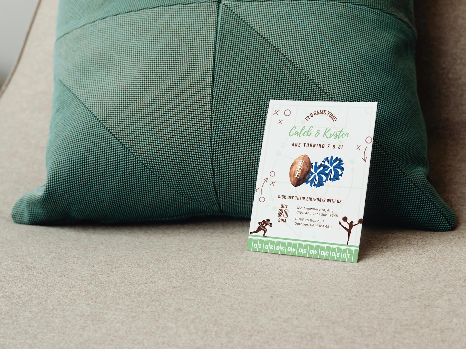 Game on Football Cheerleading Invite, Joint Sibling Football Invitation ...