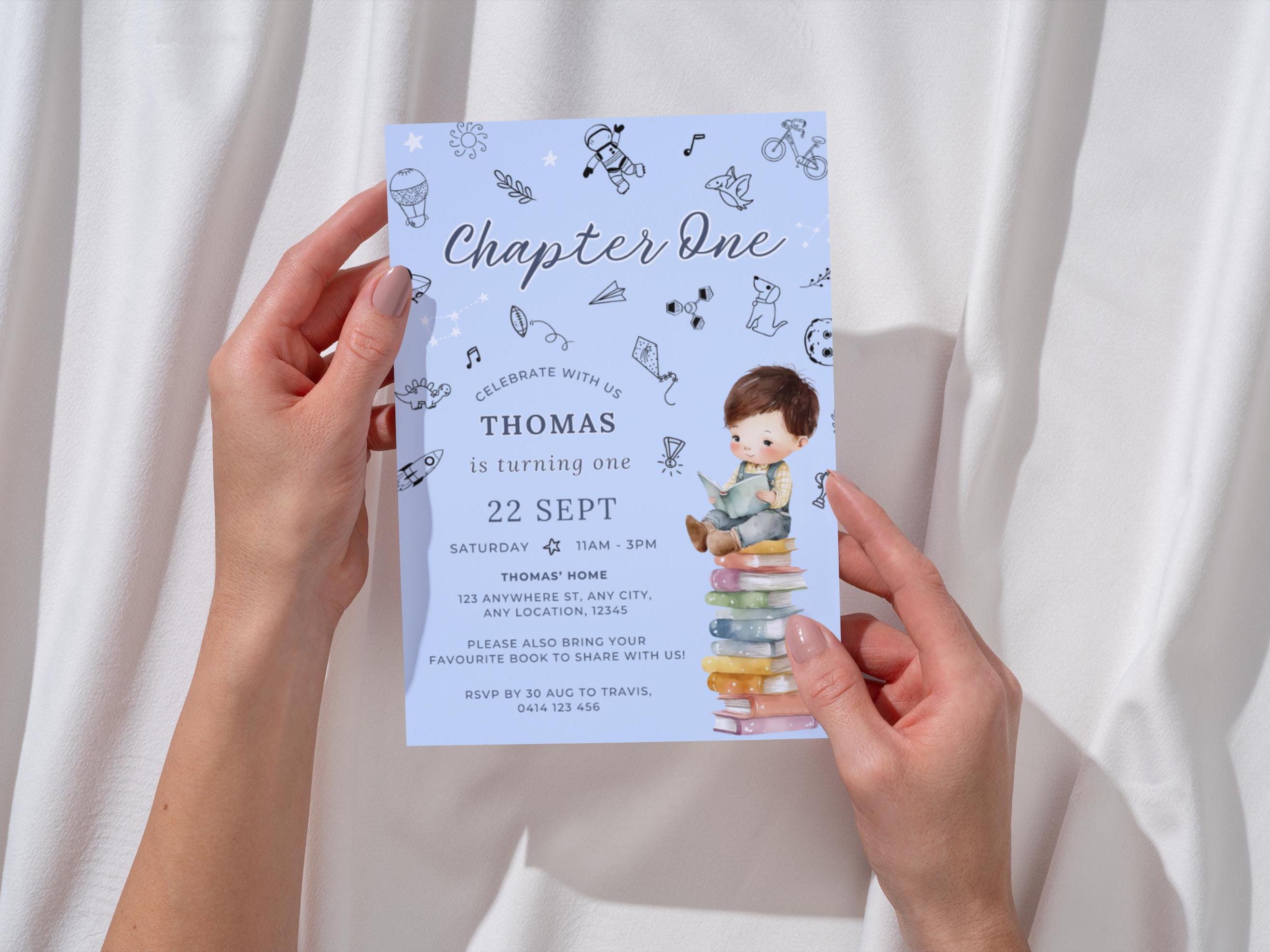 Storybook Birthday Invitation, Reading Books Invite, Book Worm Invite ...