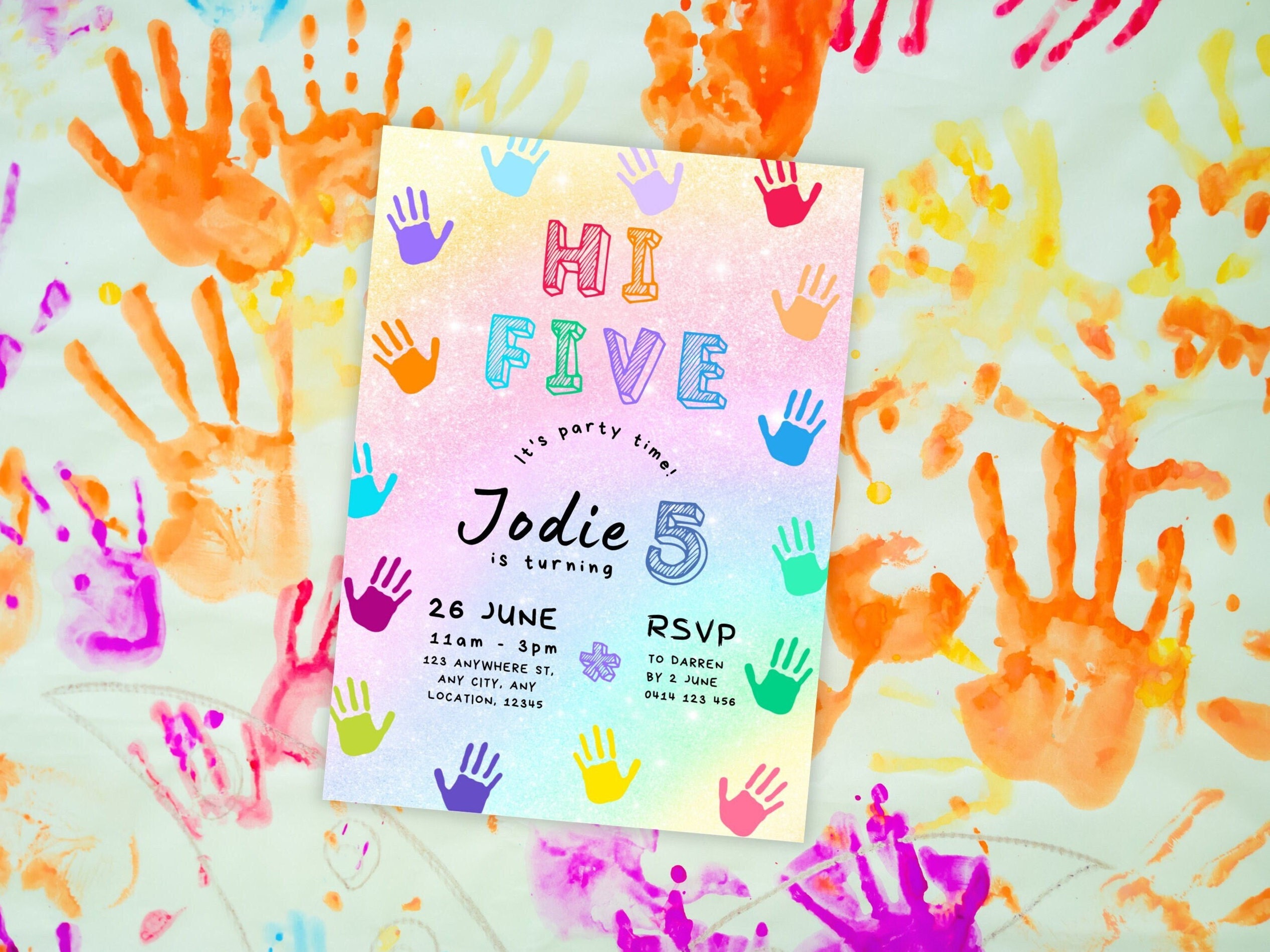 Hi Five Birthday Invite, Printable Hi 5 Invite, High Five Birthday ...