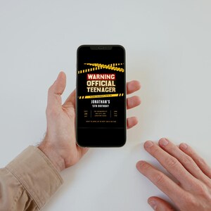 Warning Officially a Teenager, Teenager Birthday Invitation, 13th ...