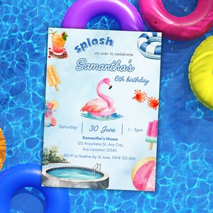 Splash Pad Birthday Party, Pool Party Invite, Water Park Invitation ...