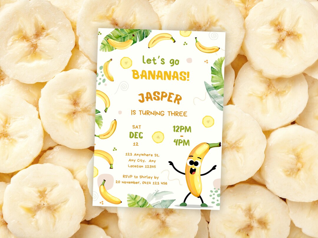 Let's Go Bananas, Cool Bananas Invite, Monkey See Monkey Two Birthday ...