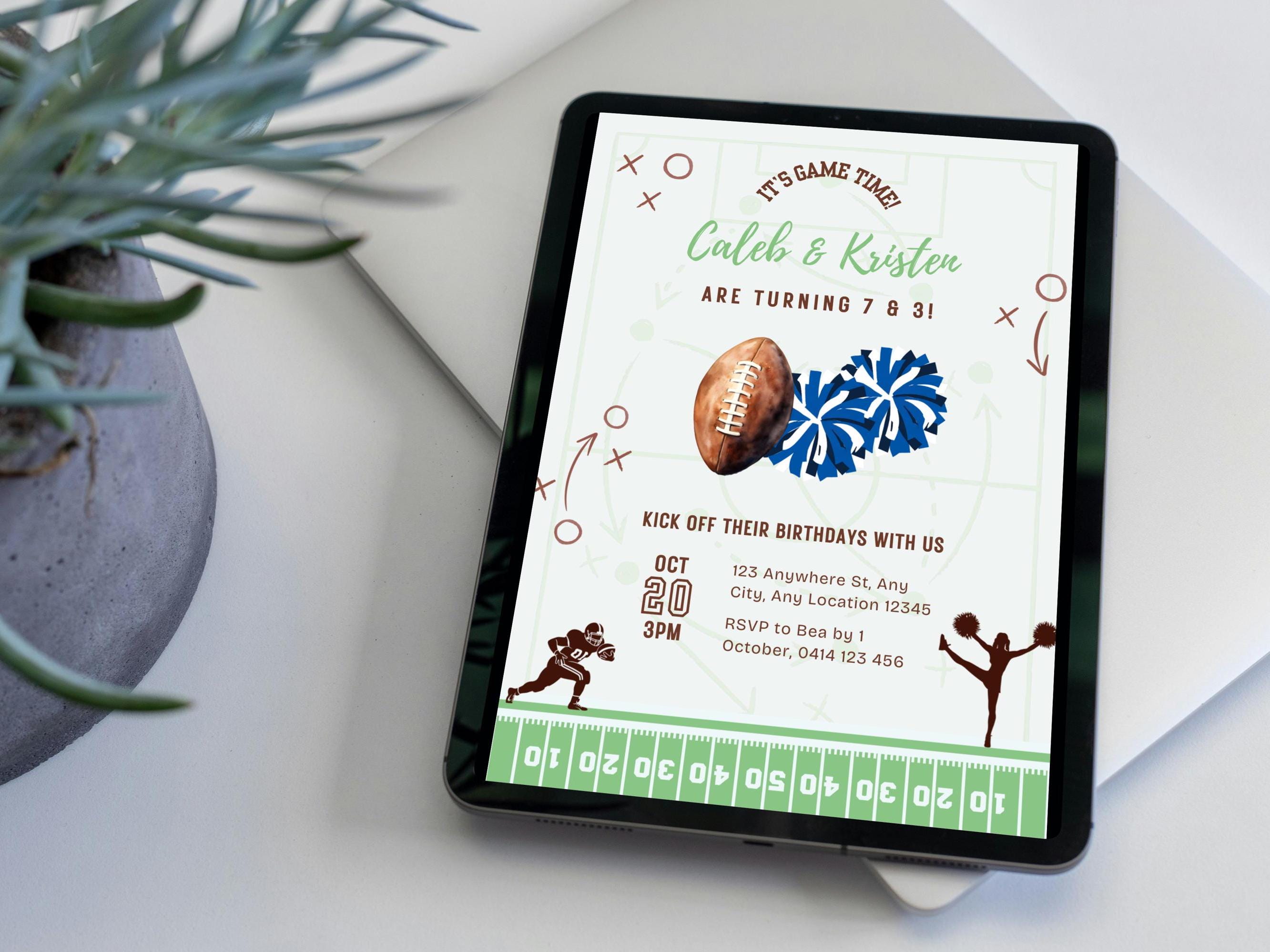 Game on Football Cheerleading Invite, Joint Sibling Football Invitation ...