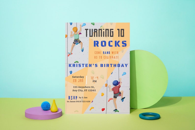 Indoor Rock Climbing Birthday Party Invitation Climbing Wall - Etsy
