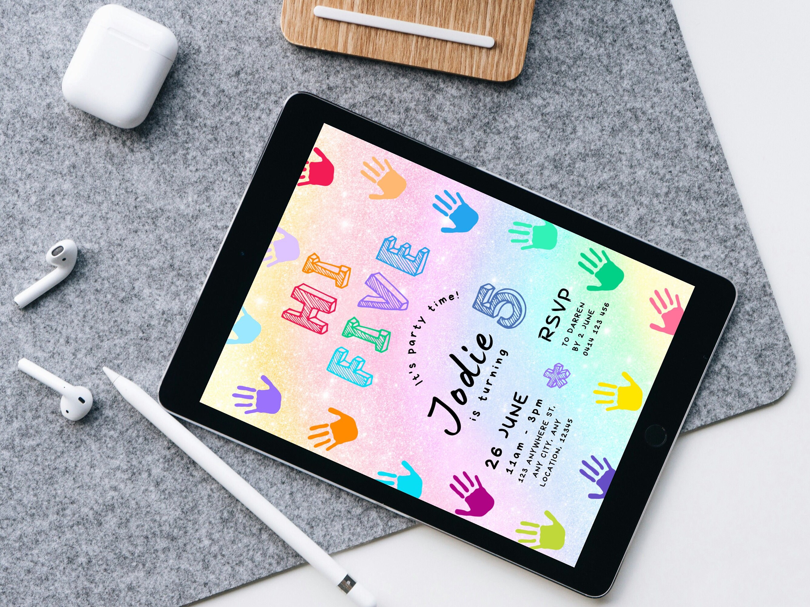 Hi Five Birthday Invite, Printable Hi 5 Invite, High Five Birthday ...