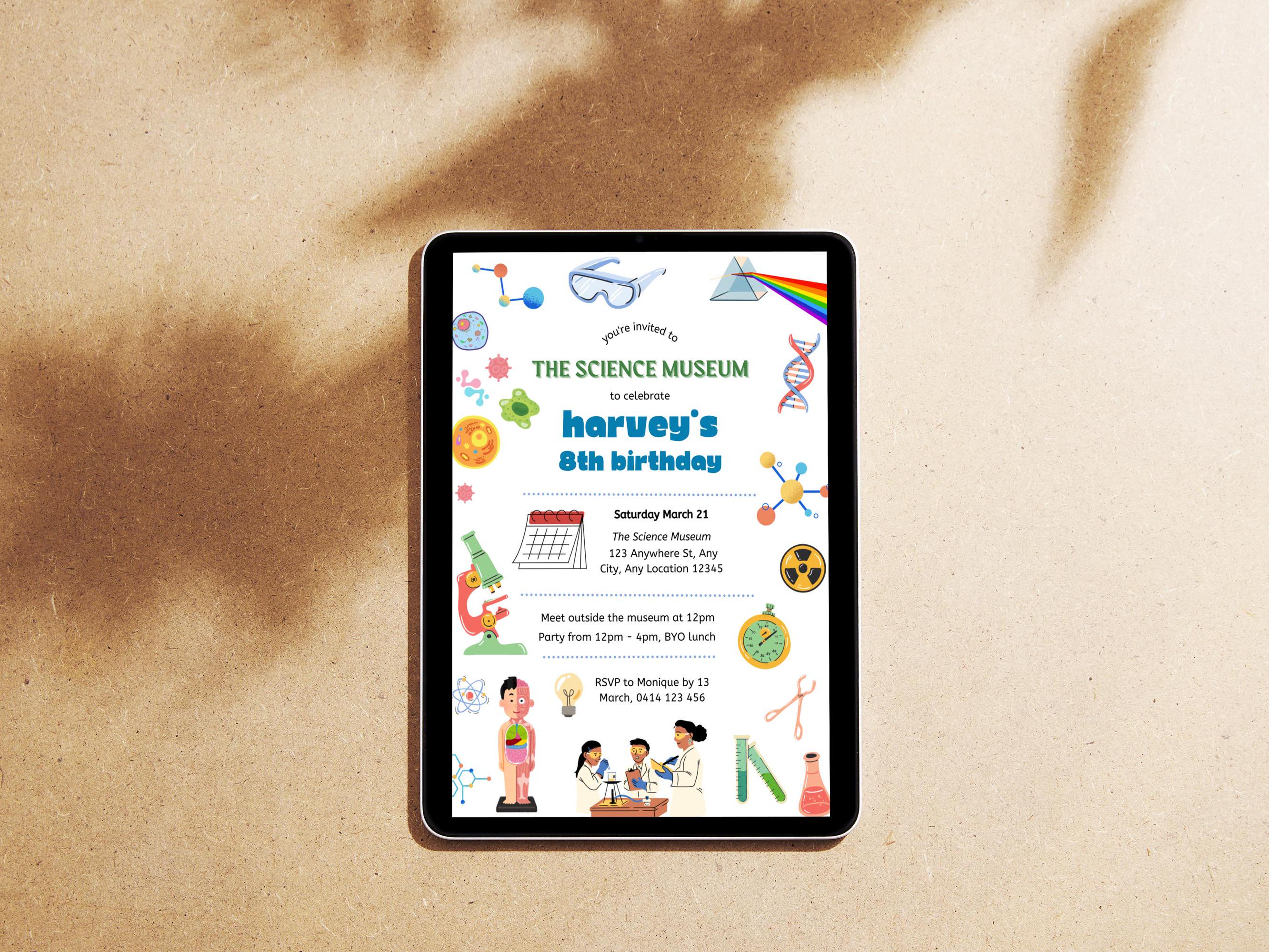 Science Museum Birthday Party, Simple Museum Invitation, Kids Museum ...