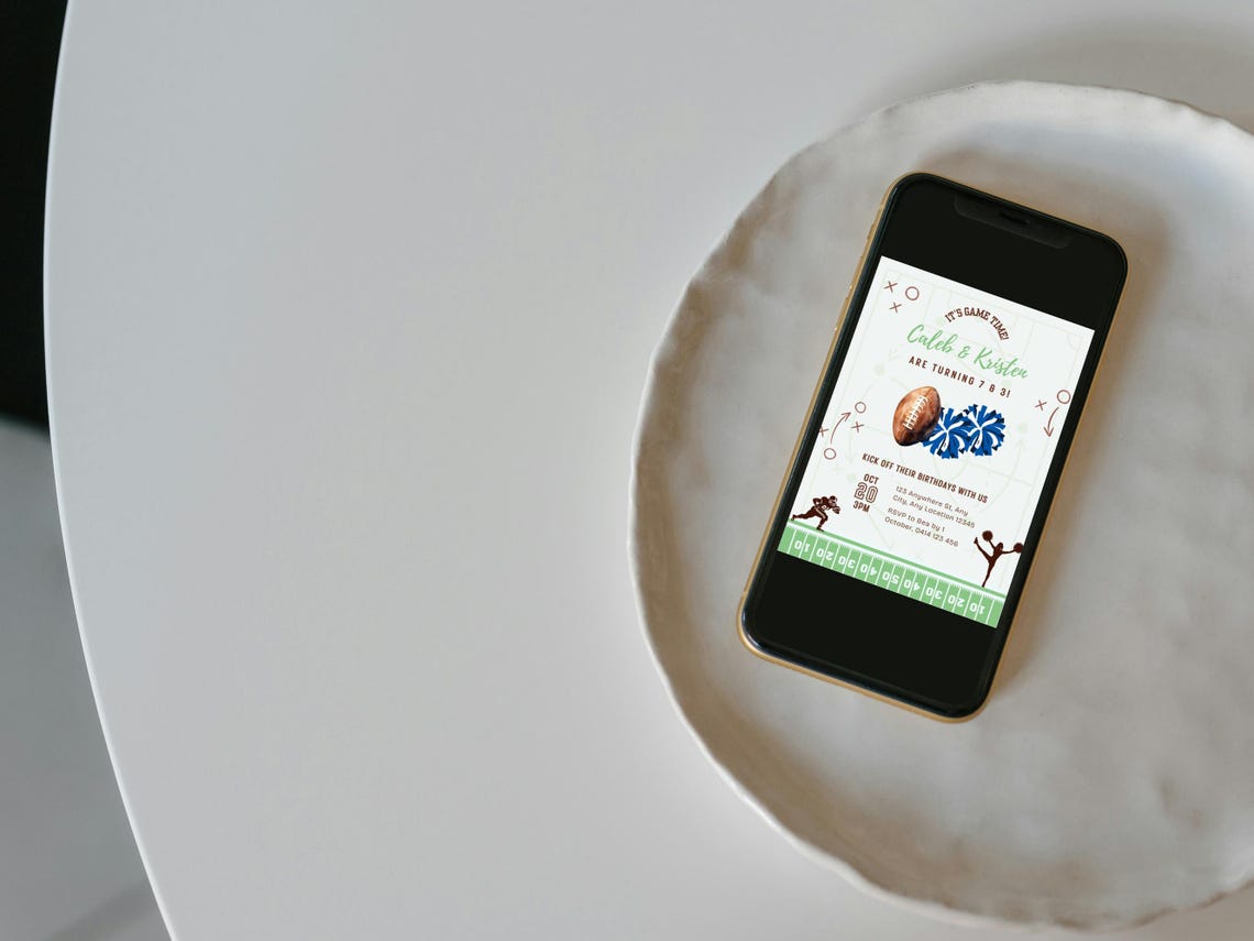 Game on Football Cheerleading Invite, Joint Sibling Football Invitation ...