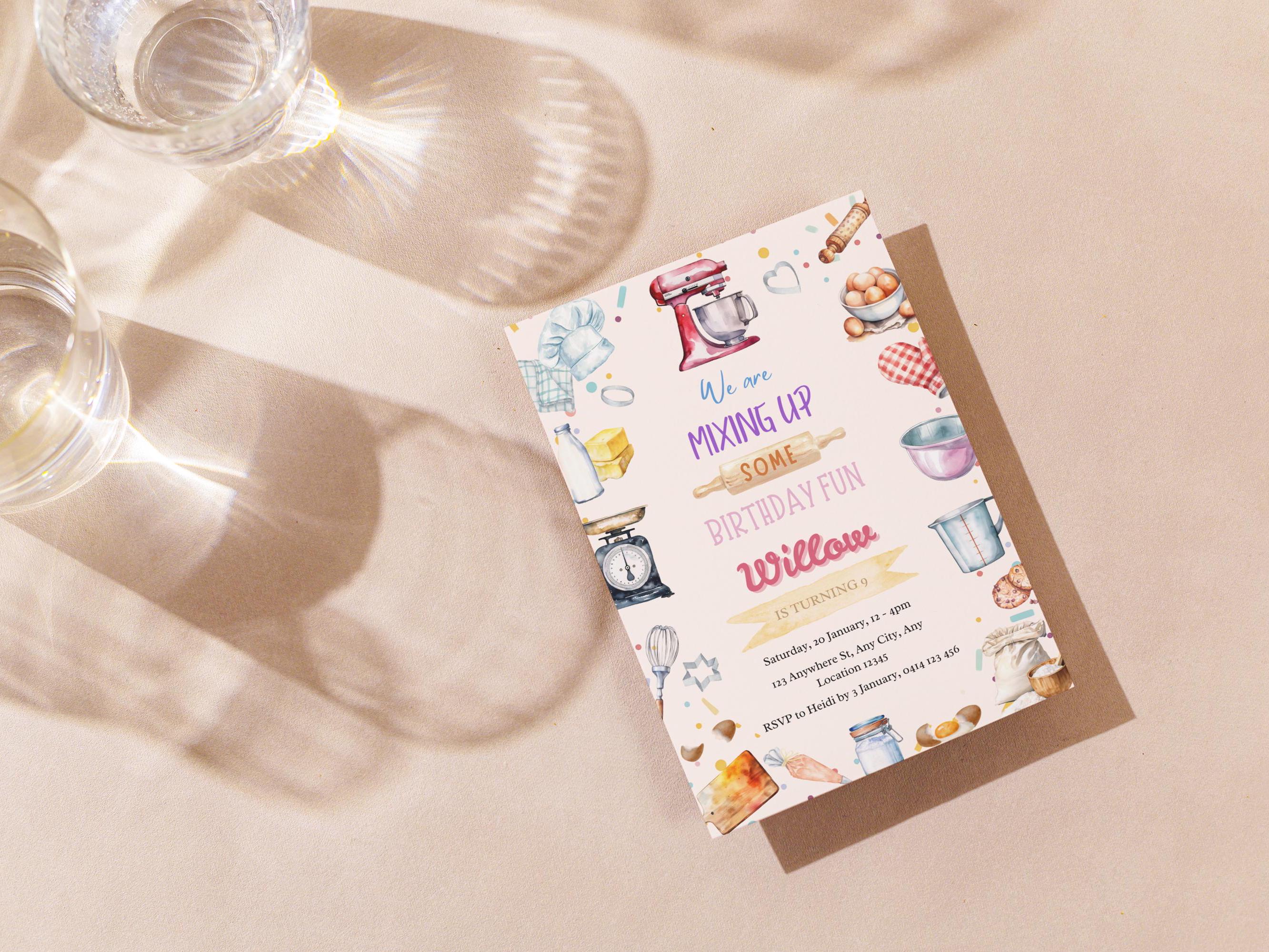 Cooking Party Invitation, Cooking Birthday Invitation, Baking Cooking ...