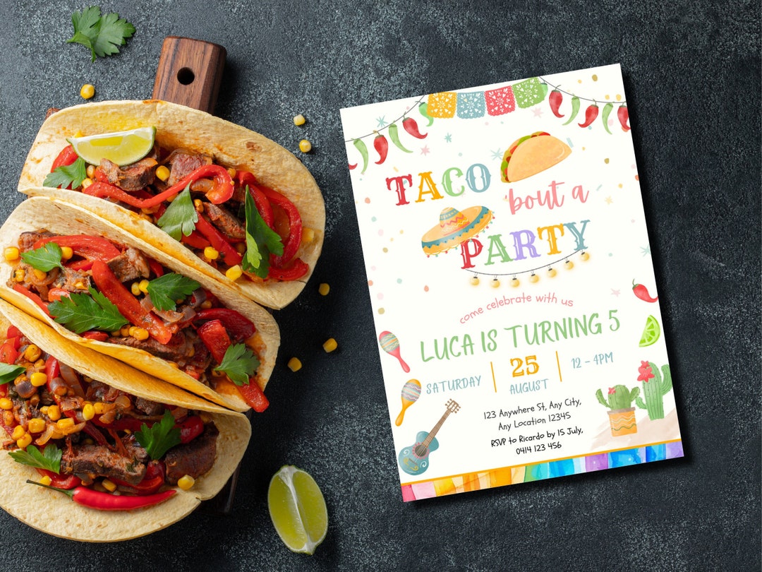 Fiesta Birthday Invitation, Let's Taco Bout Party Invite, Mexican Theme ...