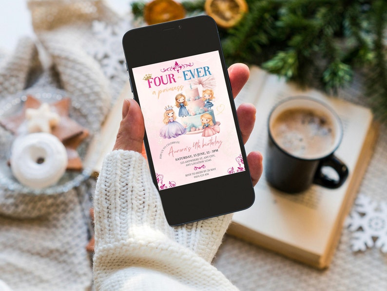 Four Ever a Princess Invitation, Princess Birthday Invitation, Magical ...