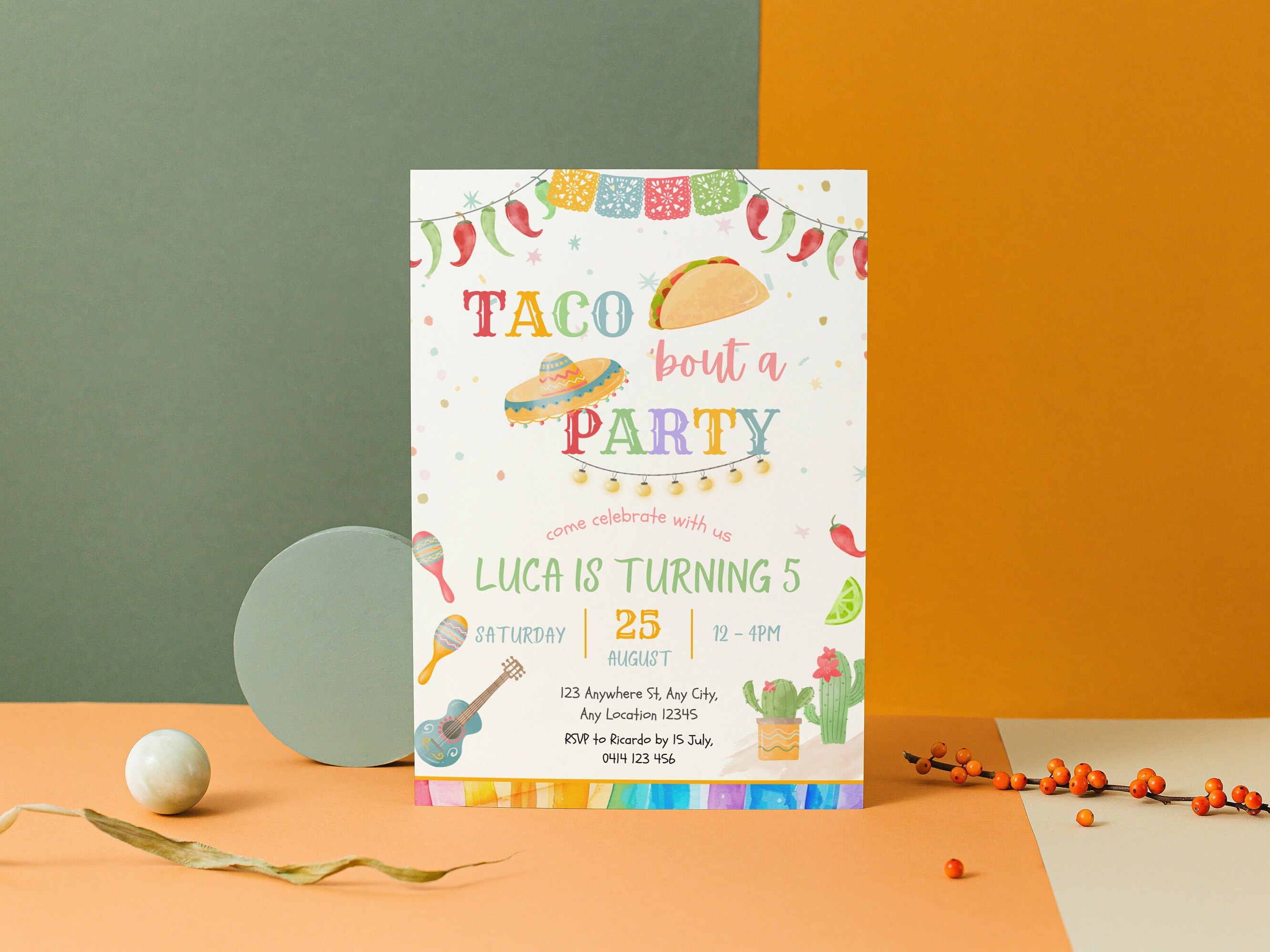 Fiesta Birthday Invitation, Let's Taco Bout Party Invite, Mexican Theme ...