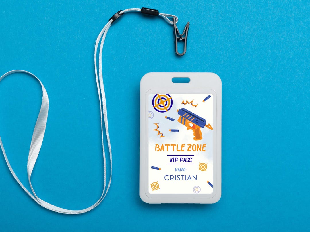 Dart Gun Birthday Party VIP Pass, Dart Gun Party Passes, Nerf War ID ...