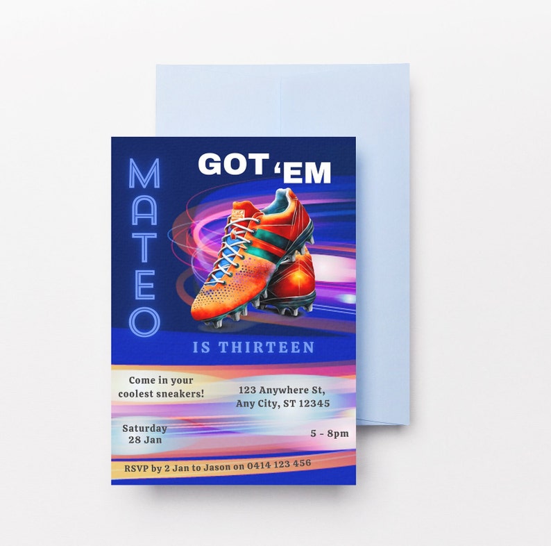 Got Em Sneakers Birthday Party Invitation, Sneakers Gala Party Invite ...