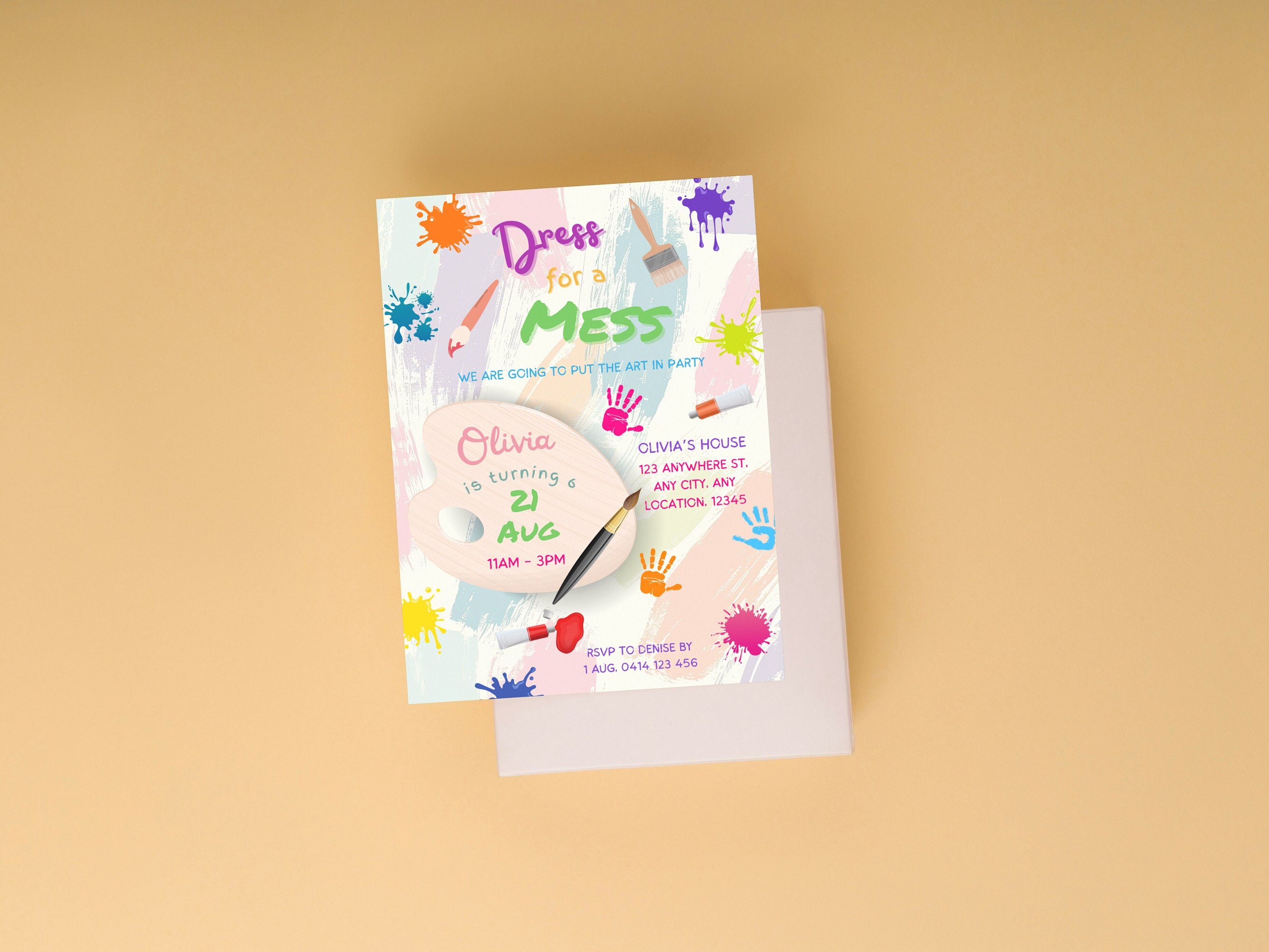 Dress for a Mess Birthday Party Invitation, Art Party Invite, Art in ...