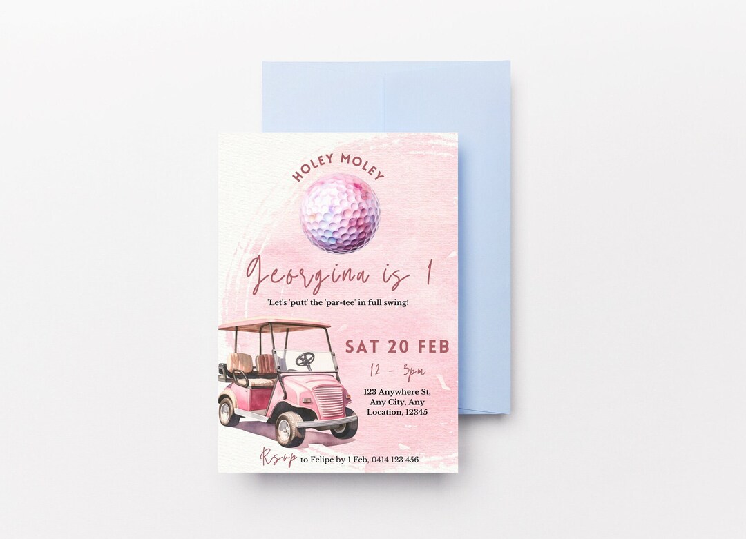 Golf First Birthday Invitation, Holey Moley Party, Hole in One Birthday ...