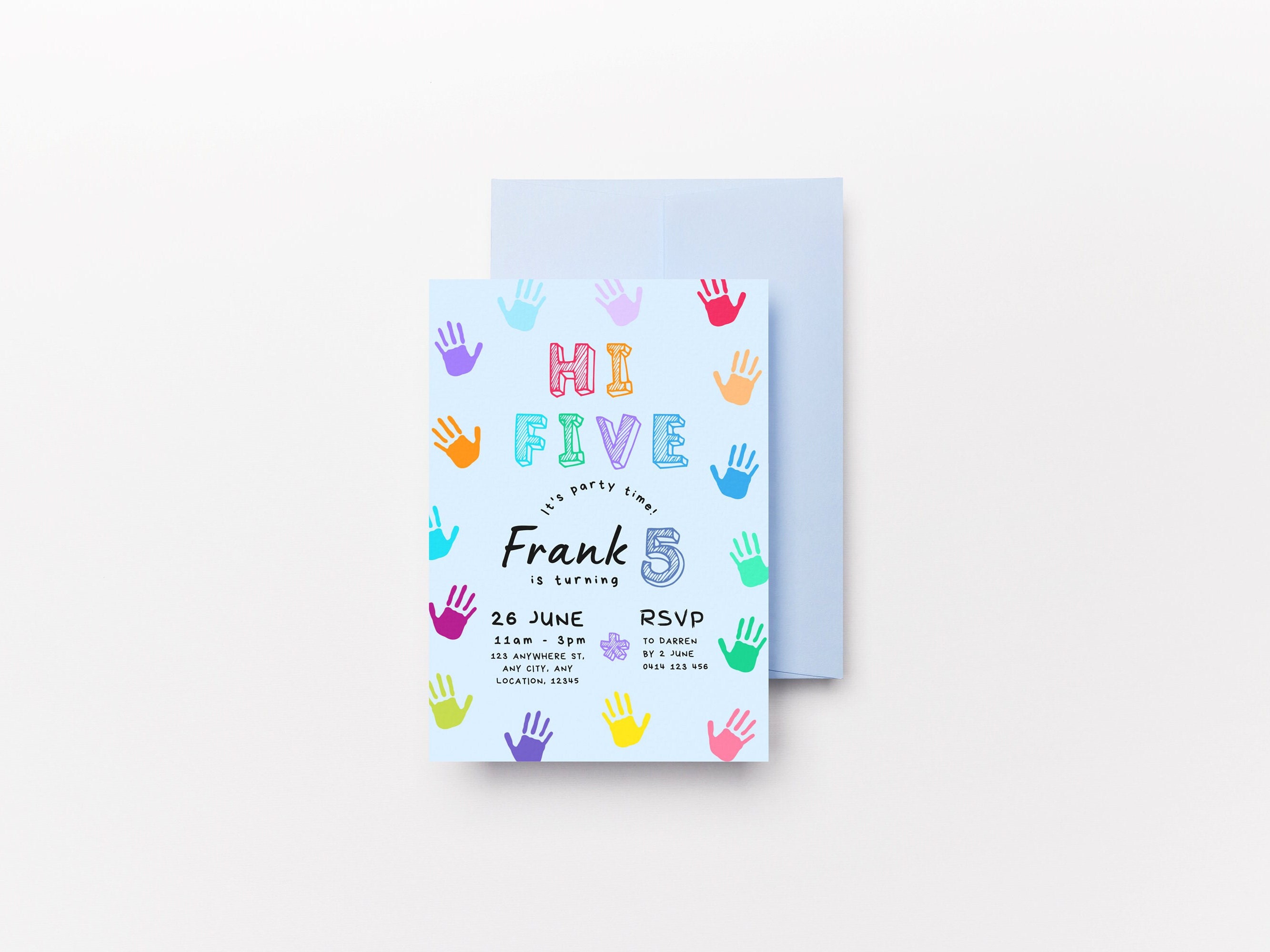 Hi Five Birthday Invite, Printable Hi 5 Invite, High Five Birthday ...