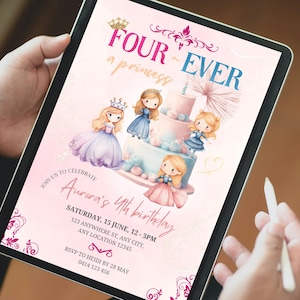 Four Ever a Princess Invitation, Princess Birthday Invitation, Magical ...