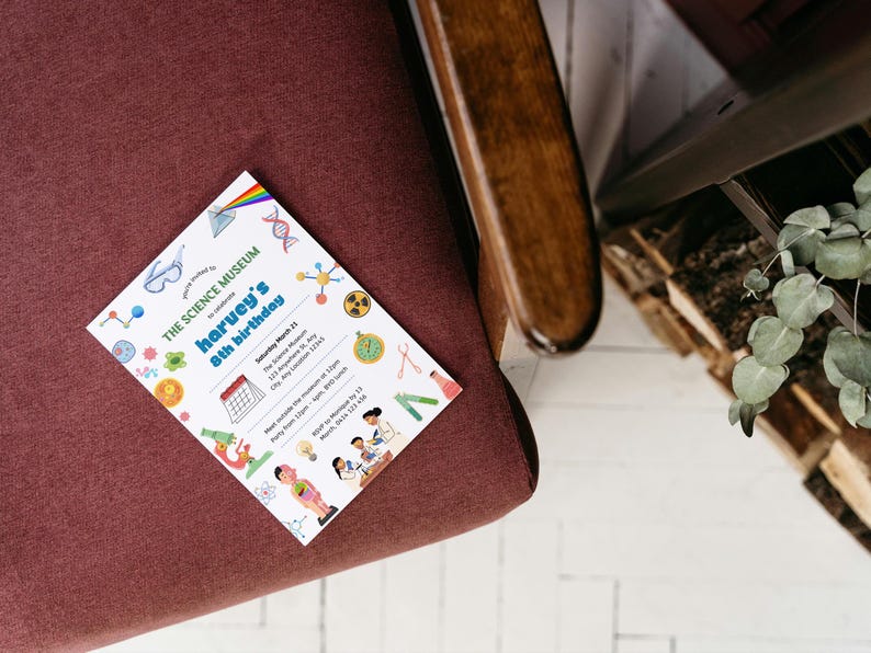 Science Museum Birthday Party, Simple Museum Invitation, Kids Museum ...