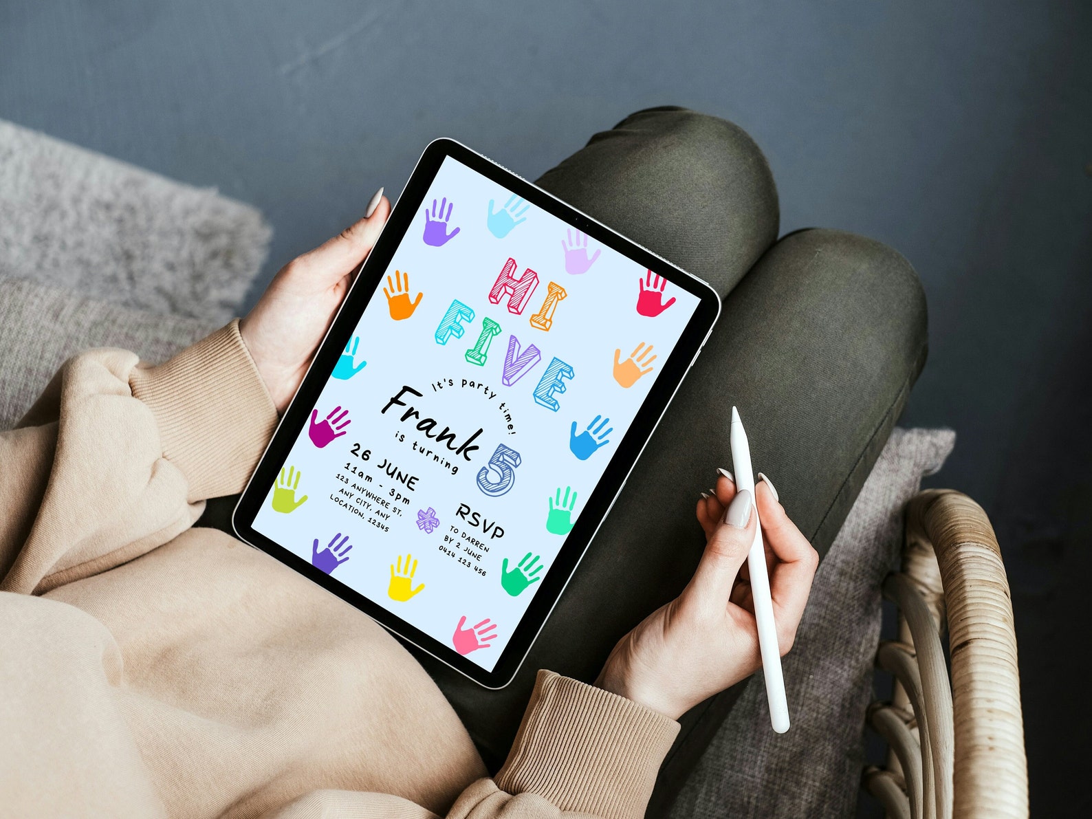 Hi Five Birthday Invite, Printable Hi 5 Invite, High Five Birthday ...