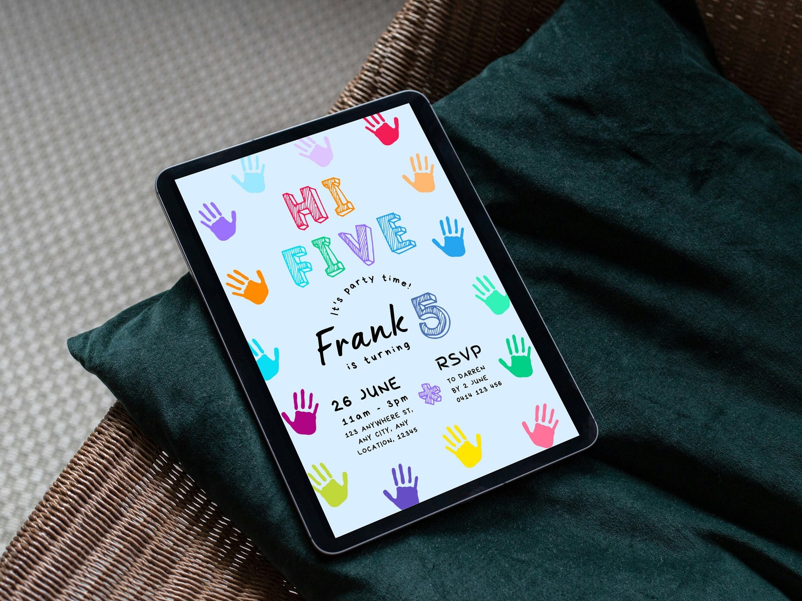 Hi Five Birthday Invite, Printable Hi 5 Invite, High Five Birthday ...