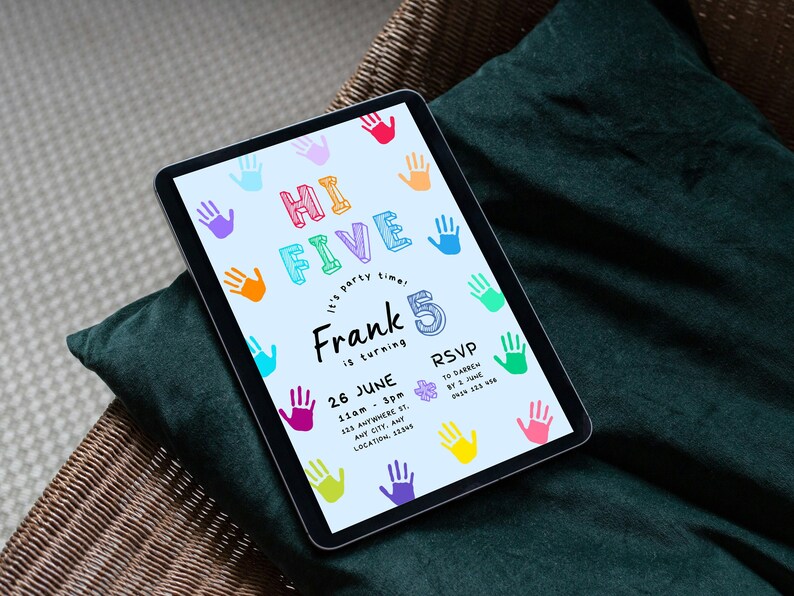 Hi Five Birthday Invite, Printable Hi 5 Invite, High Five Birthday ...