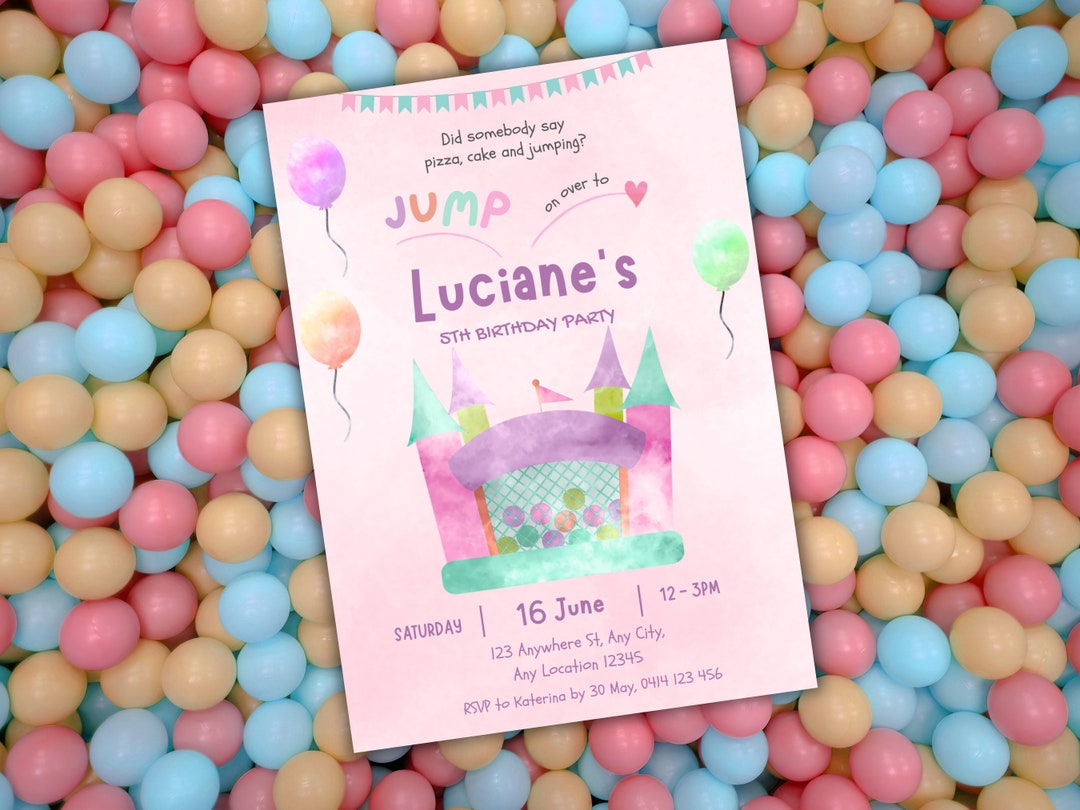 Bounce House Party, Bouncy Castle Invite, Jumping Castle Birthday Party ...
