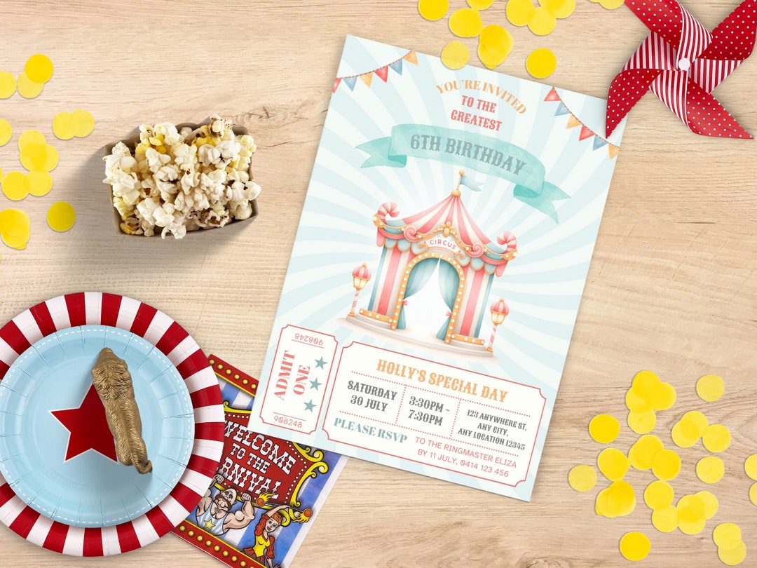 Carnival Birthday Party Invite, Summer Birthday, Fair Birthday, Circus ...