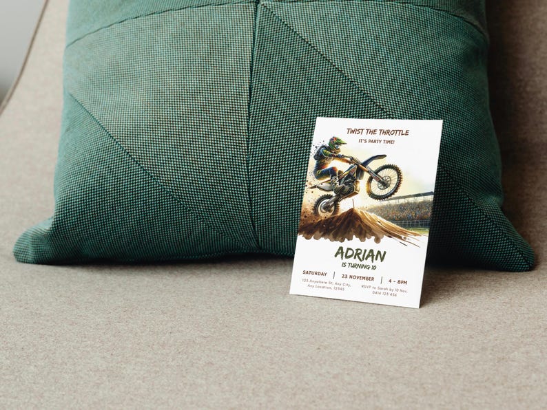 Motocross Invite, Dirtbike Invitation, Twist the Throttle, Boy Birthday ...