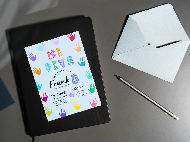 Hi Five Birthday Invite, Printable Hi 5 Invite, High Five Birthday ...