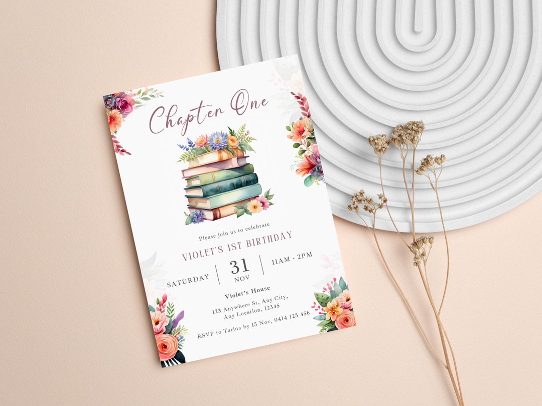 Book Birthday Invite, Storybook Birthday Invitation, One for the Books ...