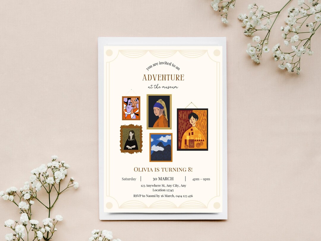 Museum Invitation, Museum Birthday Party, Art Party, Museum Outing ...