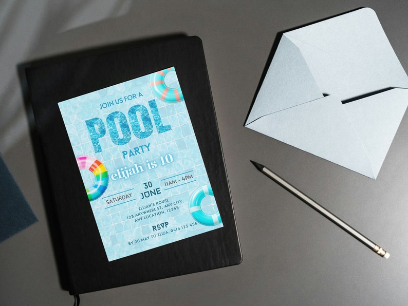 Pool Party Invitation, Birthday Invite Pool, Editable Invitation ...