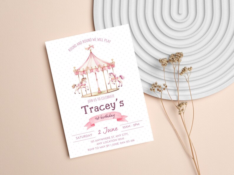Merry Go Round Invite, Carousel Horse, Carousel Birthday Party ...