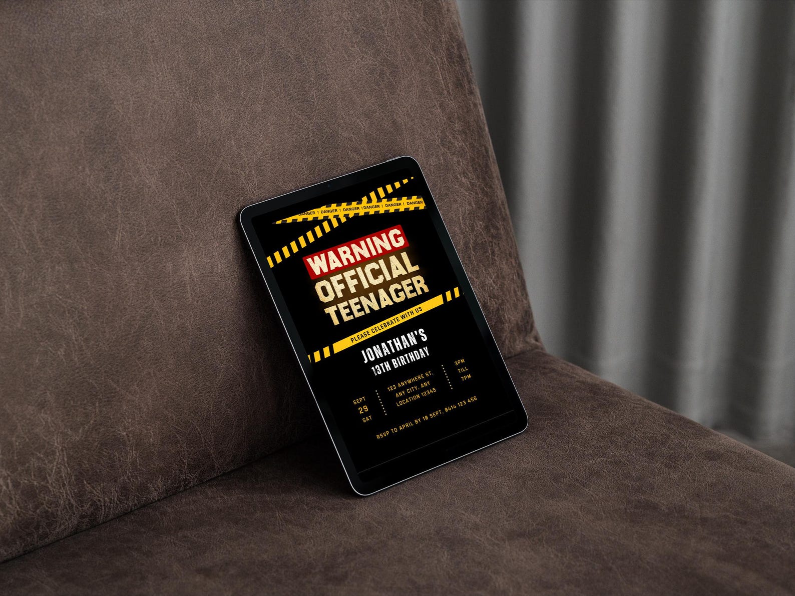 Warning Officially a Teenager, Teenager Birthday Invitation, 13th ...