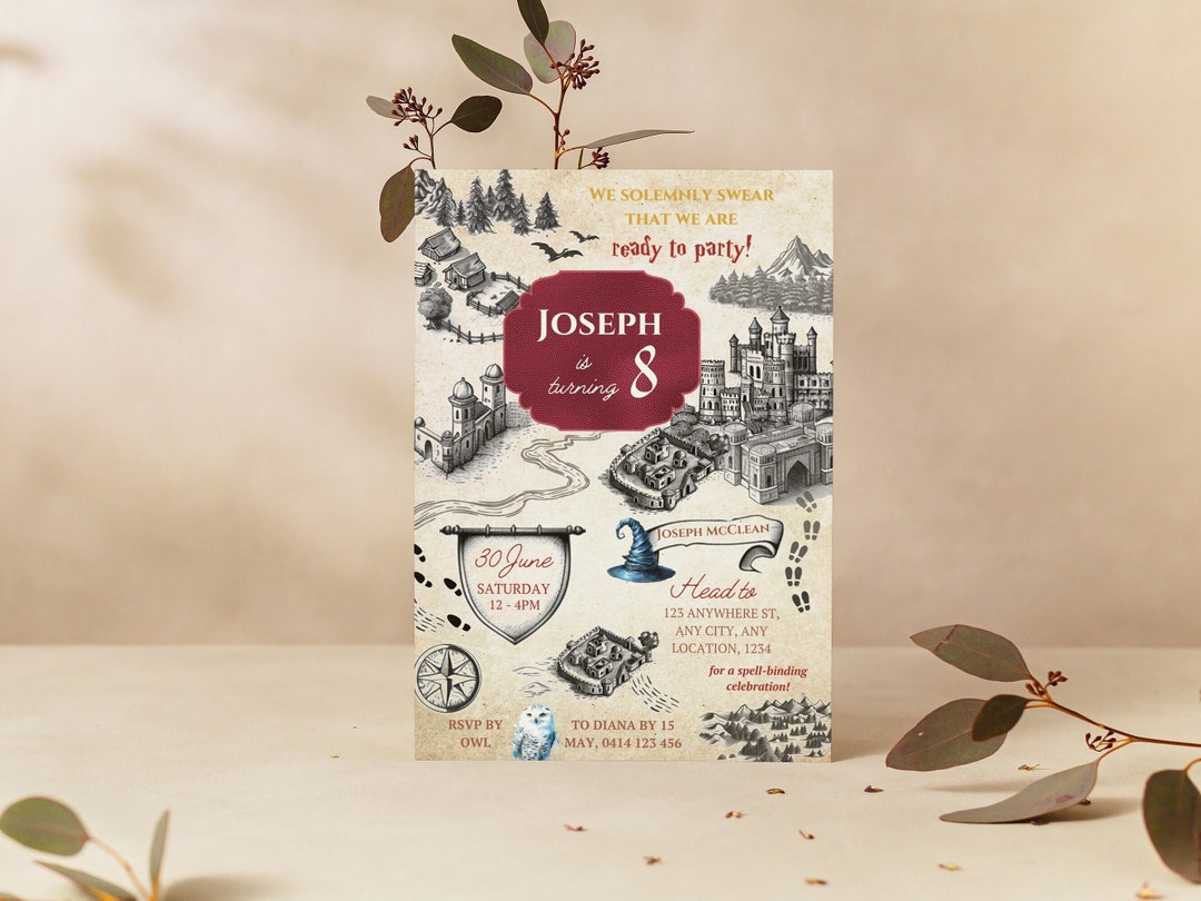 Marauders Map Birthday Invitation, Editable Magical Birthday Party ...