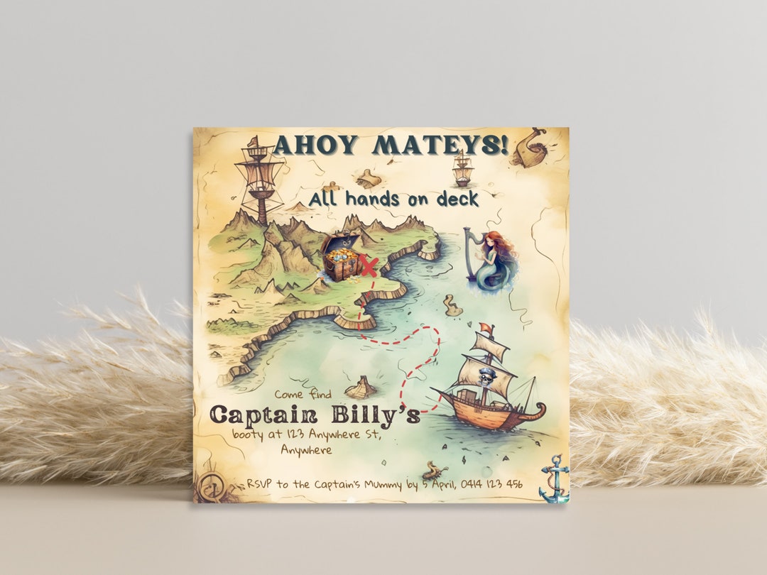 Ahoy Mateys Pirate Birthday Invite, Editable Pirate Birthday Invite - Etsy