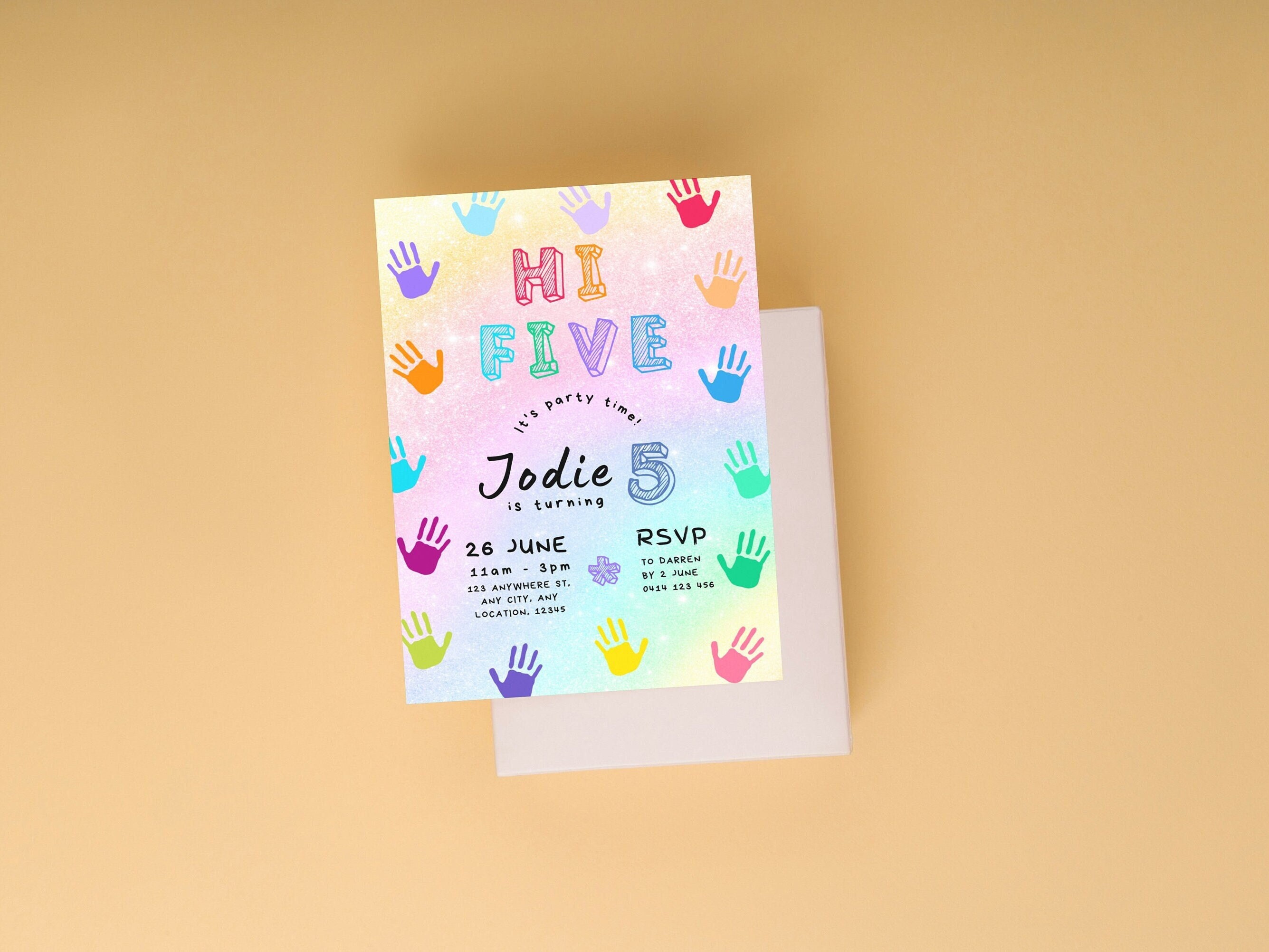 Hi Five Birthday Invite, Printable Hi 5 Invite, High Five Birthday ...