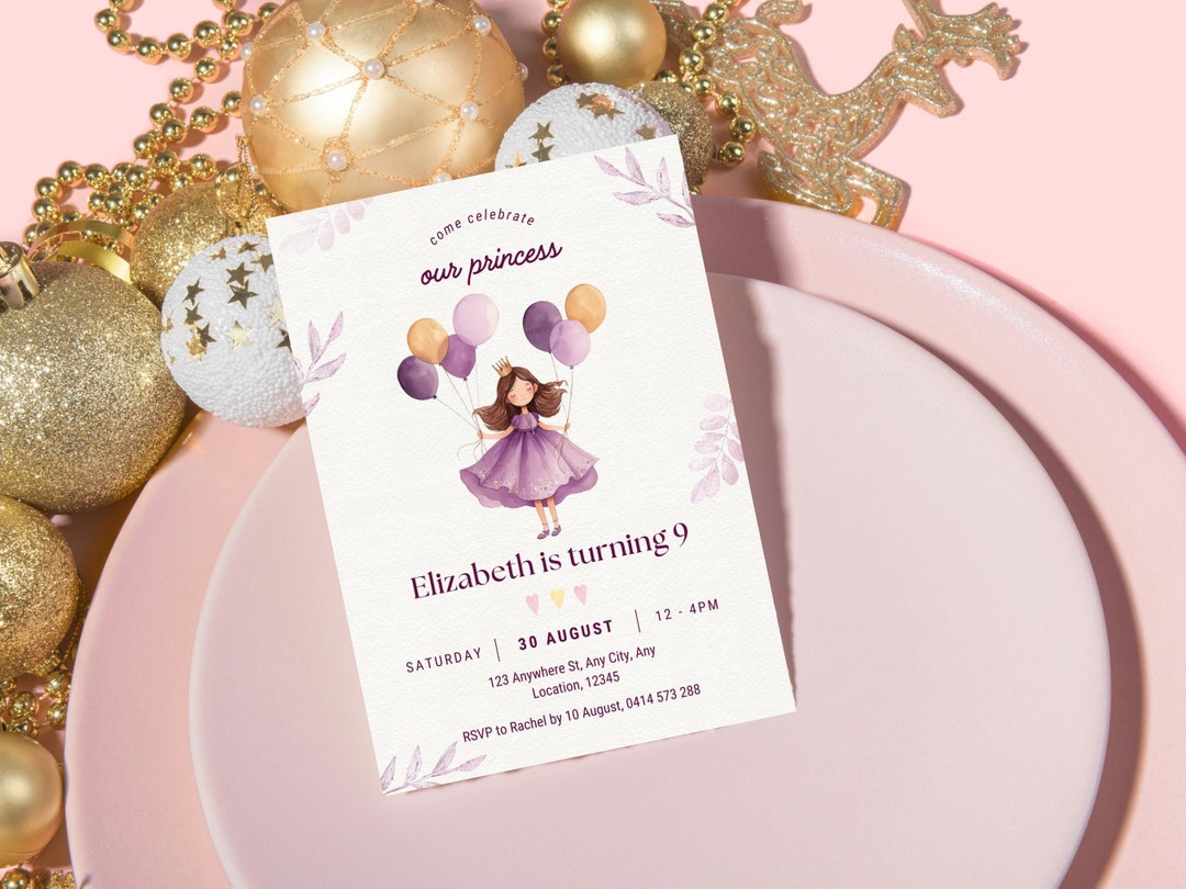 Princess Birthday Invitation, Princess Party Invite, Little Princesses ...