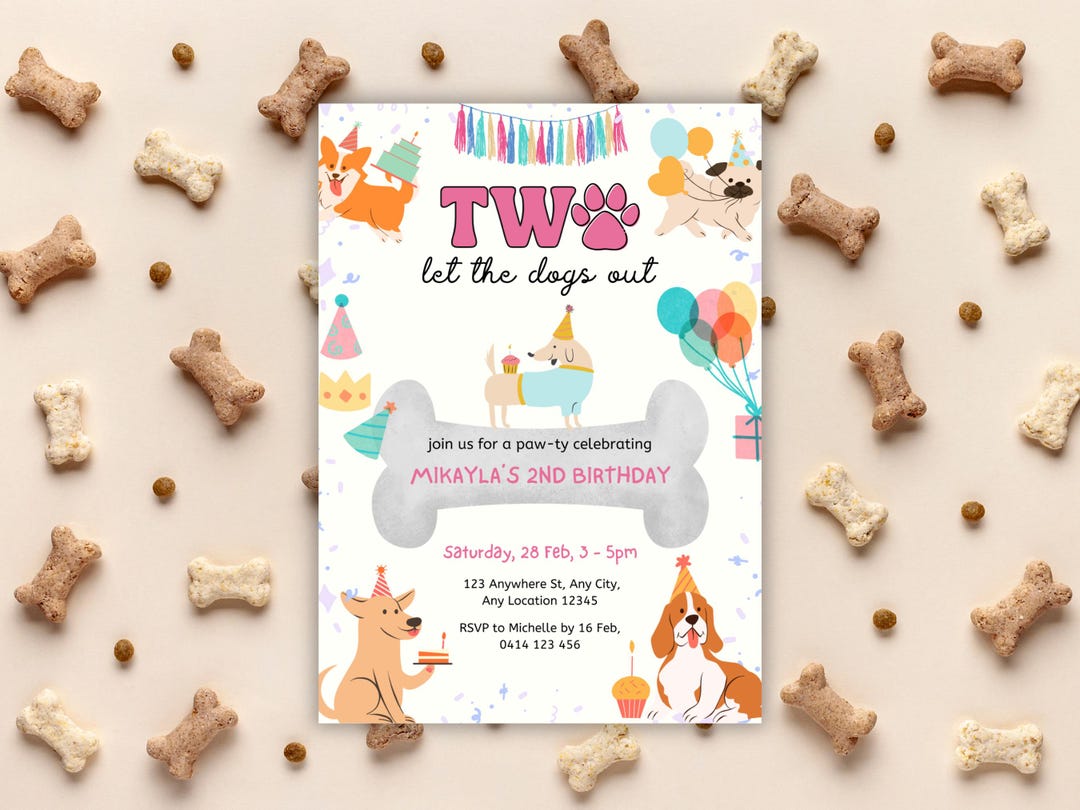 Two Let the Dogs Out, Toddler Birthday, Let's Paw-ty, Doodle Dog, Puppy ...