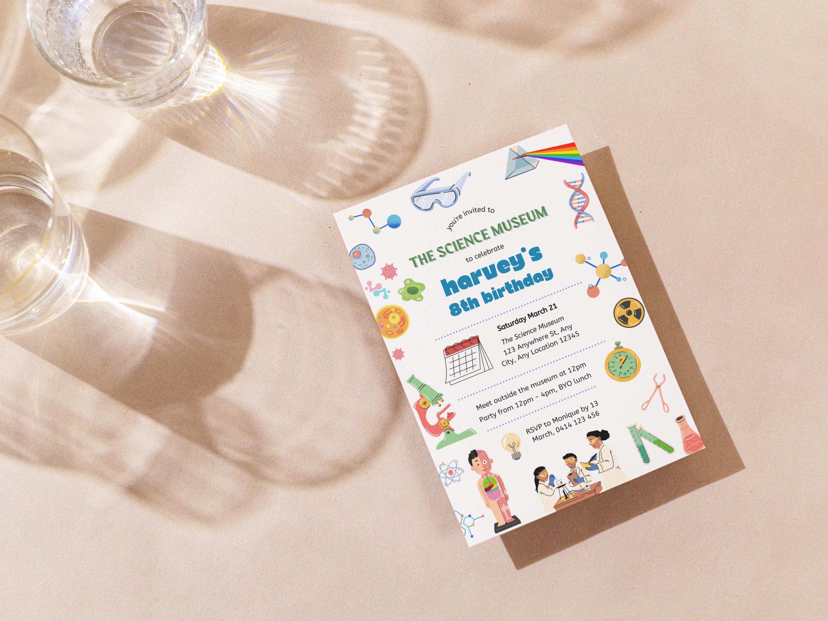 Science Museum Birthday Party, Simple Museum Invitation, Kids Museum ...