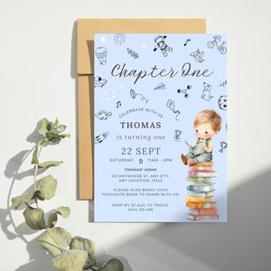 Storybook Birthday Invitation, Reading Books Invite, Book Worm Invite ...